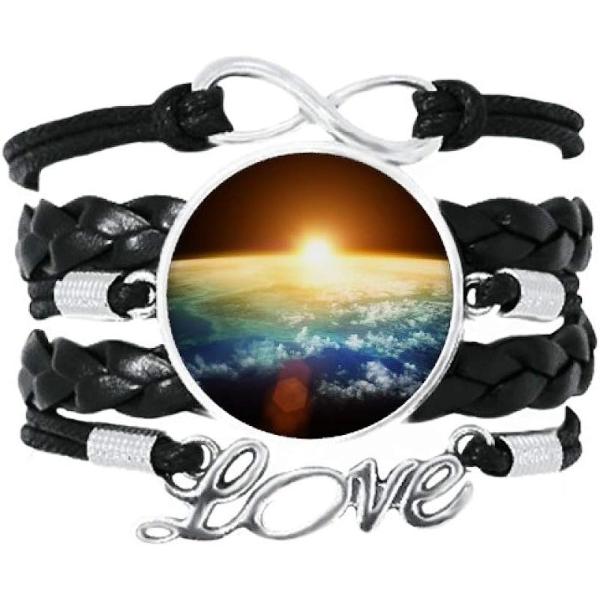 商品名DIYthinker Golden Shines Surface Illustration Pattern Bracelet Love Accessory Twisted Leather Knitting Rope Wristband...