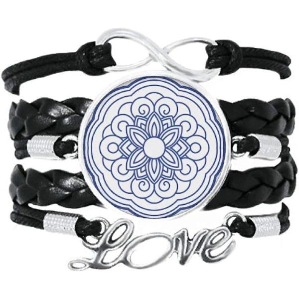 商品名DIYthinker China Chinese Blue Flower Pattern Bracelet Love Accessory Twisted Leather Knitting Rope Wristband Giftブランド...