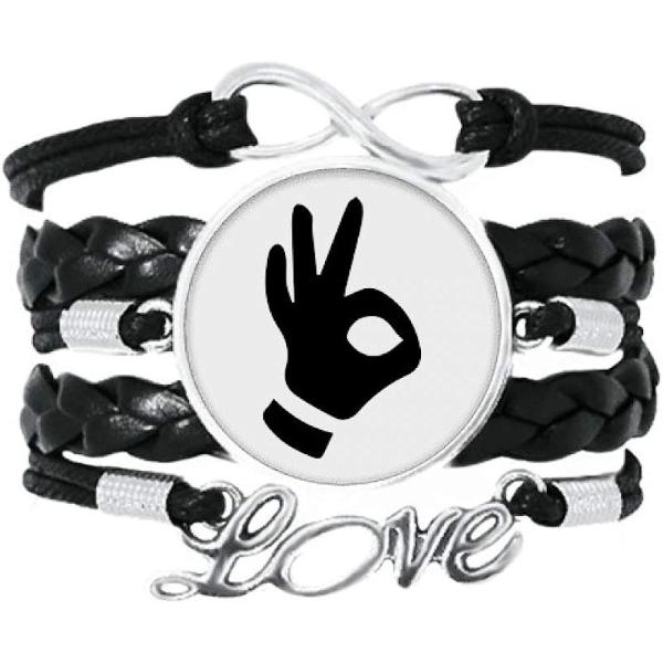 商品名DIYthinker OK Gesture Outline Pattern Bracelet Love Accessory Twisted Leather Knitting Rope Wristband Giftブランド：DIYthi...