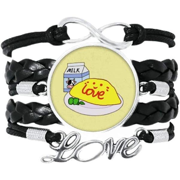 商品名DIYthinker Nutritious Breakfast Illustration Pattern Bracelet Love Accessory Twisted Leather Knitting Rope Wristband ...