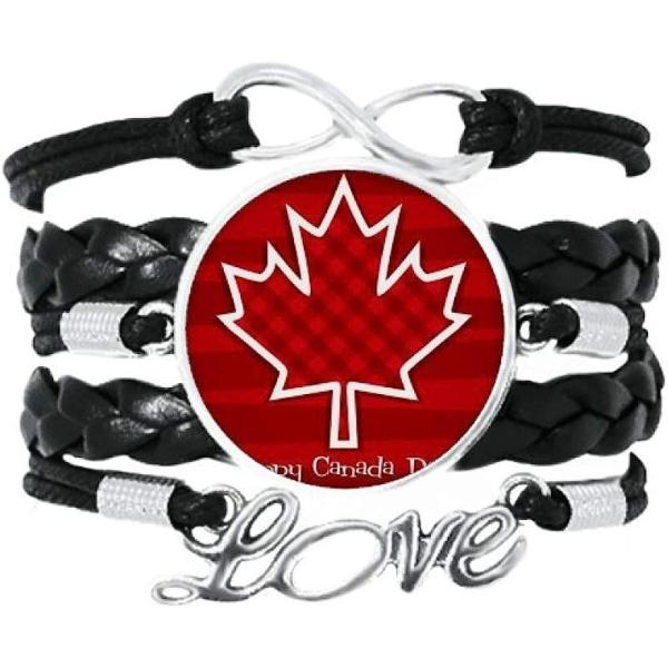 商品名Canada Day 4th of July Square Maple Leaf Bracelet Love Accessory Twisted Leather Knitting Rope Wristband Giftブランド：DIY...