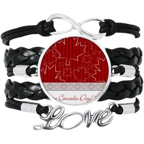 商品名DIYthinker Maple Leaf 4th of July Happy Canada Day Bracelet Love Accessory Twisted Leather Knitting Rope Wristband Gi...