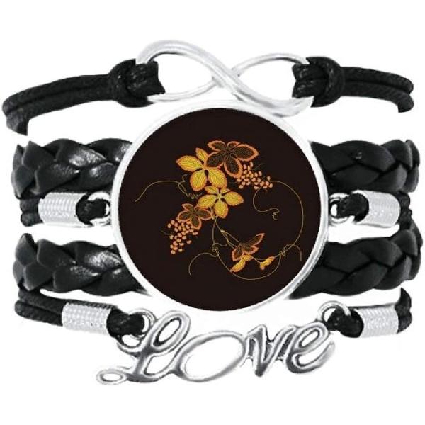 商品名DIYthinker Painting Japanese Brown Flower Bracelet Love Accessory Twisted Leather Knitting Rope Wristband Giftブランド：DI...
