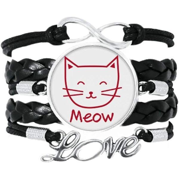商品名DIYthinker Cat Mewing Cartoon Protect Animal Bracelet Love Accessory Twisted Leather Knitting Rope Wristband Giftブランド...