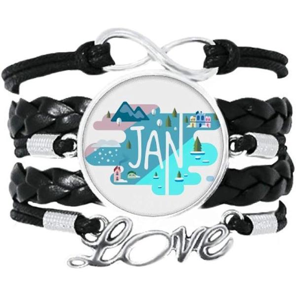 商品名DIYthinker January Month Season Illustration Bracelet Love Accessory Twisted Leather Knitting Rope Wristband Giftブランド...