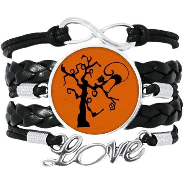 商品名DIYthinker Cat Tree Halloween Hallowmas Orange Bracelet Love Accessory Twisted Leather Knitting Rope Wristband Giftブラ...