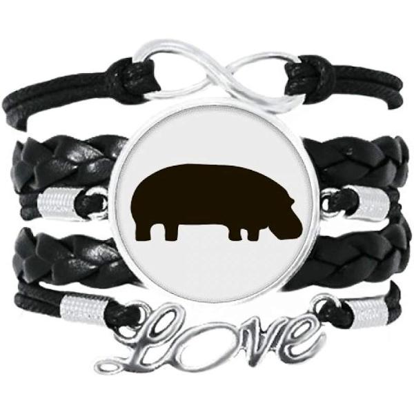 商品名DIYthinker Black Hippopotamus Animal Portrayal Bracelet Love Accessory Twisted Leather Knitting Rope Wristband Giftブラ...