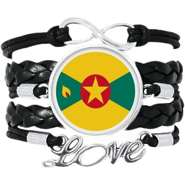 商品名DIYthinker Grenada North Ameica National Emblem Bracelet Love Accessory Twisted Leather Knitting Rope Wristband Giftブ...