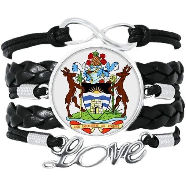 商品名DIYthinker Saint John's Antigua &amp; Barbuda Emblem Bracelet Love Accessory Twisted Leather Knitting Rope Wristband ...