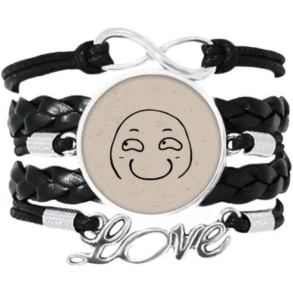 商品名DIYthinker Strabismus Smirk Black Face Pattern Bracelet Love Accessory Twisted Leather Knitting Rope Wristband Giftブラ...