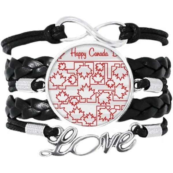 商品名Happy Canada Day 4th of July Maple Leaf Bracelet Love Accessory Twisted Leather Knitting Rope Wristband Giftブランド：DIYt...