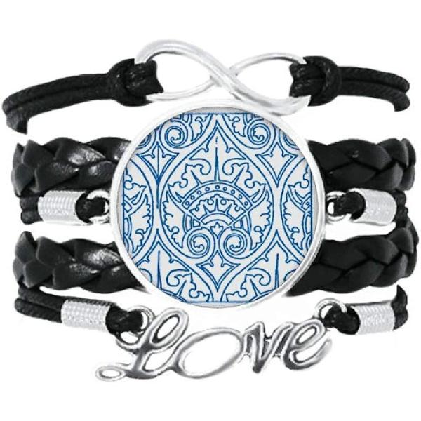 商品名DIYthinker Talavera Decorative Ilustration Pattern Bracelet Love Accessory Twisted Leather Knitting Rope Wristband Gi...