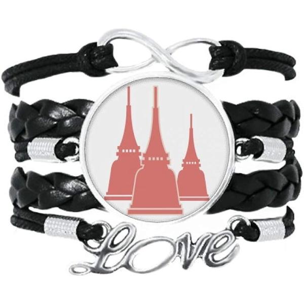 商品名DIYthinker Thailand Traditional Architecture Art Illustration Bracelet Love Accessory Twisted Leather Knitting Rope W...
