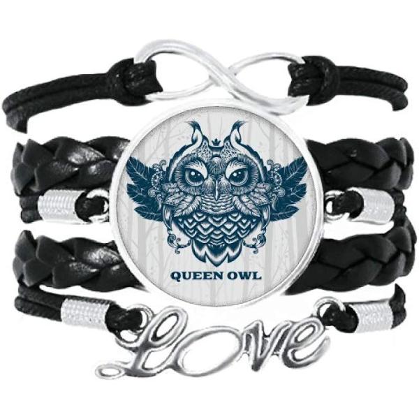 商品名DIYthinker 女王 フクロウ 森 アールデコ ギフト ファッション ブレスレット ラブ アクセサリー ツイスト レザー 編みロープ リストバンド ギフトDIYthinker Queen Owl Forest Art Deco ...