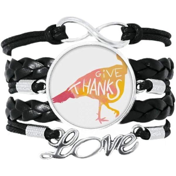 商品名DIYthinker Thanksgiving Day Turkey Watercolor Bracelet Love Accessory Twisted Leather Knitting Rope Wristband Giftブラン...