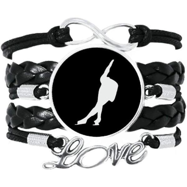 商品名DIYthinker Black Sport Roller Skating Outline Bracelet Love Accessory Twisted Leather Knitting Rope Wristband Giftブラン...