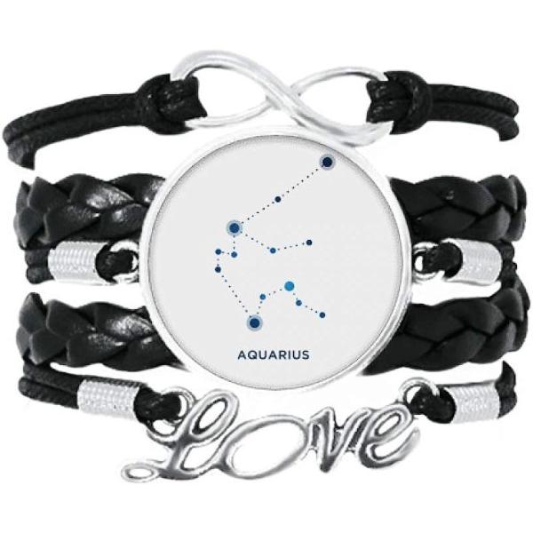 商品名DIYthinker Aquarius Constellation Sign Zodiac Bracelet Love Accessory Twisted Leather Knitting Rope Wristband Giftブラン...
