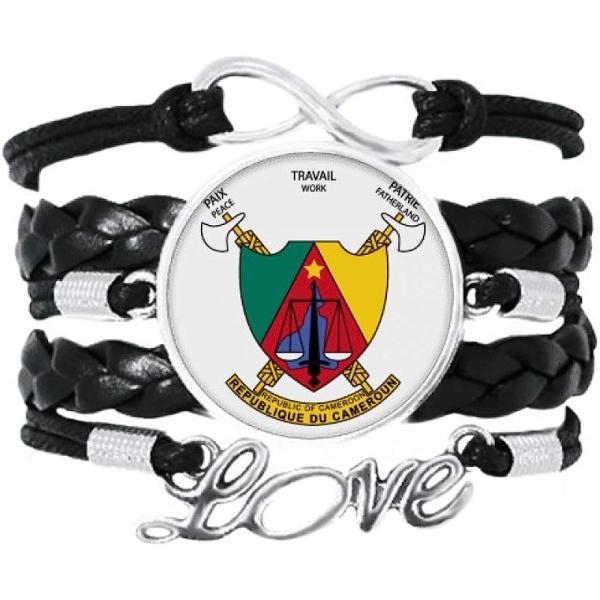 商品名DIYthinker Yaounde Cameroon National Emblem Bracelet Love Accessory Twisted Leather Knitting Rope Wristband Giftブランド：...