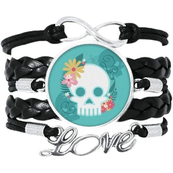 商品名DIYthinker Mexico Undead Skull Illustrations Bracelet Love Accessory Twisted Leather Knitting Rope Wristband Giftブランド...