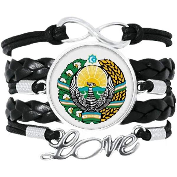 商品名DIYthinker Uzbekistan Asia National Emblem Bracelet Love Accessory Twisted Leather Knitting Rope Wristband Giftブランド：D...