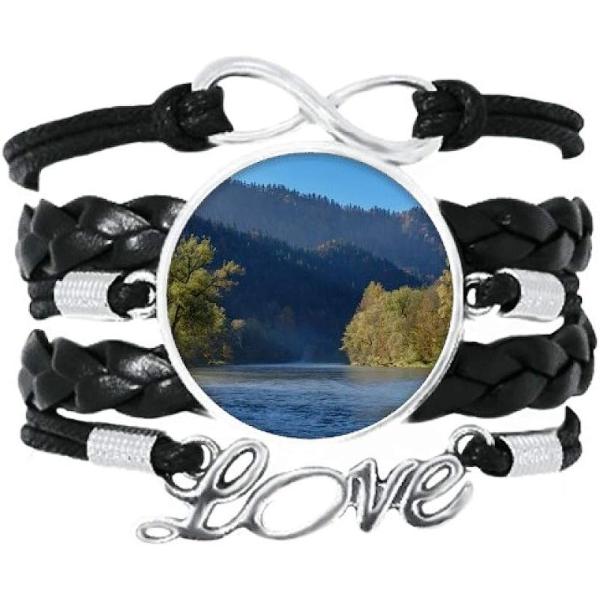 商品名DIYthinker River Mountain Hill Forest Reflection Water Bracelet Love Accessory Twisted Leather Knitting Rope Wristban...