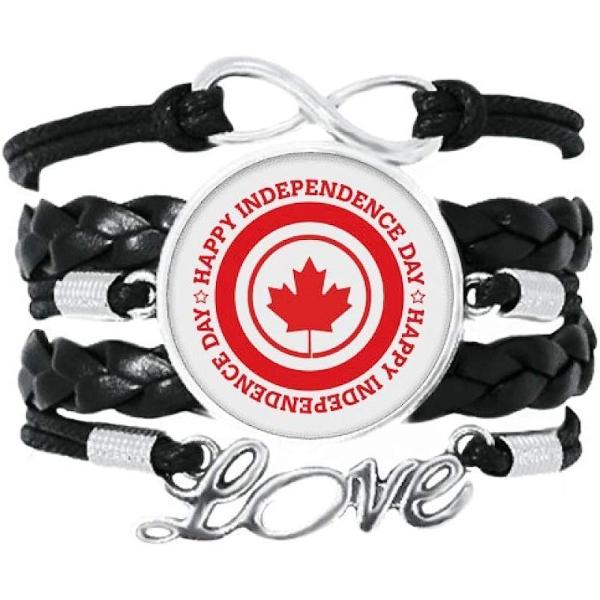 商品名DIYthinker Cananda Maple Leaf and Independence Bracelet Love Accessory Twisted Leather Knitting Rope Wristband Giftブラ...