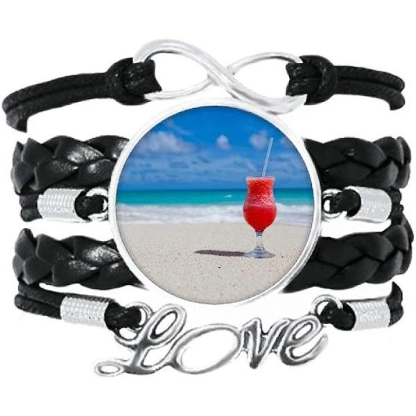 商品名DIYthinker Ocean Sand Beach Watermelon Juice Picture Bracelet Love Accessory Twisted Leather Knitting Rope Wristband ...