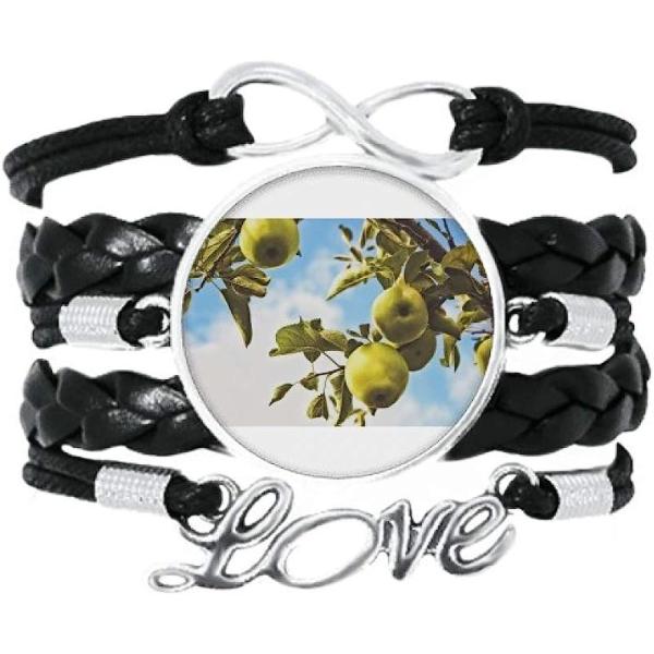 商品名DIYthinker Peer Fresh Temperate Fruit Picture Bracelet Love Accessory Twisted Leather Knitting Rope Wristband Giftブラン...