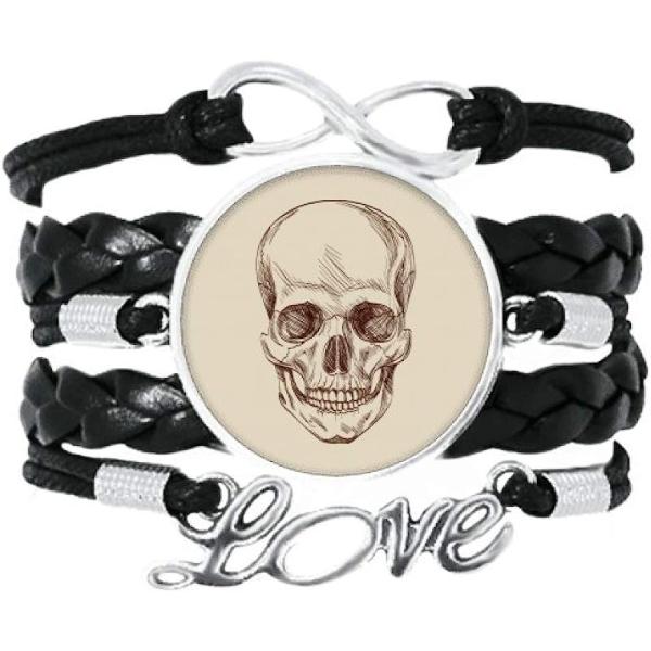 商品名DIYthinker Human Skull Skeleton Illustrations Bracelet Love Accessory Twisted Leather Knitting Rope Wristband Giftブラン...