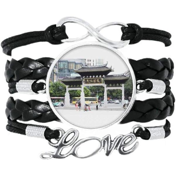 商品名DIYthinker Chinese Traditional Architecture Photography Bracelet Love Accessory Twisted Leather Knitting Rope Wristba...