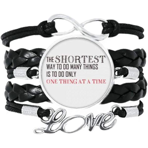 商品名DIYthinker Quote Do One Thing A Time is The Shortcut Bracelet Love Accessory Twisted Leather Knitting Rope Wristband ...