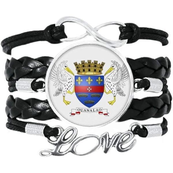 商品名DIYthinker Saint Barthelemy Asia National Emblem Bracelet Love Accessory Twisted Leather Knitting Rope Wristband Gift...