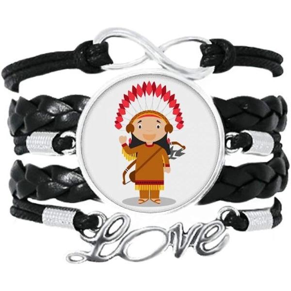 商品名DIYthinker Aboriginal Tribe USA Cartoon Bracelet Love Accessory Twisted Leather Knitting Rope Wristband Giftブランド：DIYt...