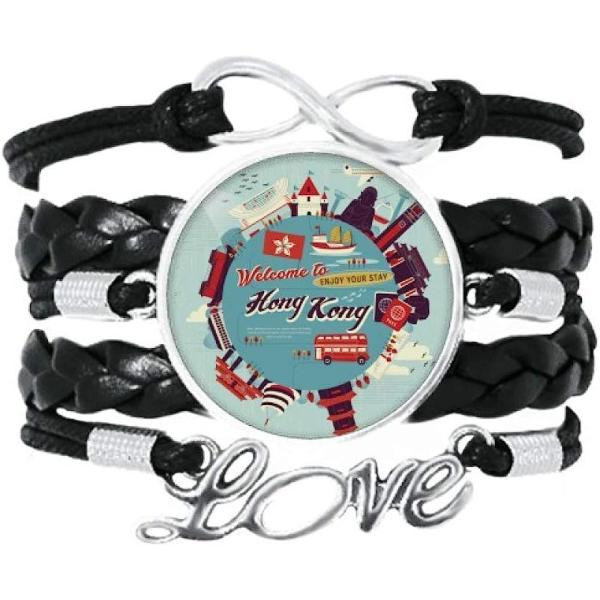 商品名DIYthinker Hong Kong Circle Famous Places Bracelet Love Accessory Twisted Leather Knitting Rope Wristband Giftブランド：DI...