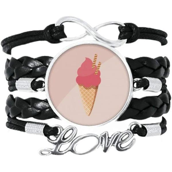 商品名DIYthinker Biscuits Egg Cone Red Ice Cream Bracelet Love Accessory Twisted Leather Knitting Rope Wristband Giftブランド：D...