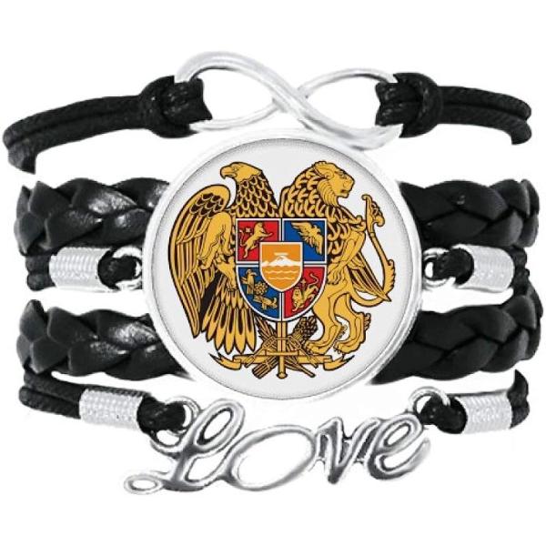 商品名DIYthinker Yerevan Armenia National Emblem Bracelet Love Accessory Twisted Leather Knitting Rope Wristband Giftブランド：D...