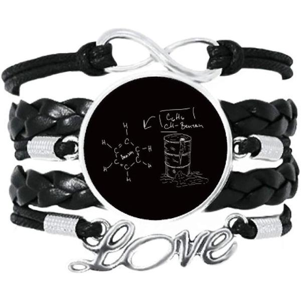 商品名DIYthinker Chemistry Kowledge Benzene Chemical Bracelet Love Accessory Twisted Leather Knitting Rope Wristband Giftブラ...
