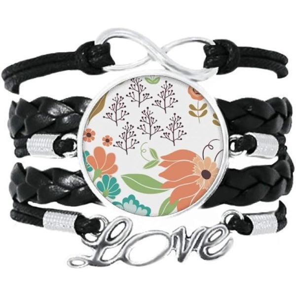 商品名DIYthinker White Orange Flower Plant Paint Bracelet Love Accessory Twisted Leather Knitting Rope Wristband Giftブランド：D...
