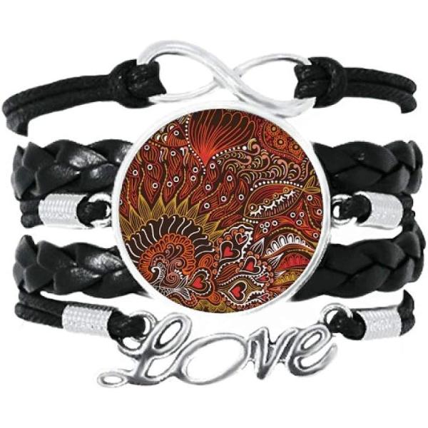 商品名DIYthinker Line Drawing Abstract Red Fishes Bracelet Love Accessory Twisted Leather Knitting Rope Wristband Giftブランド：...