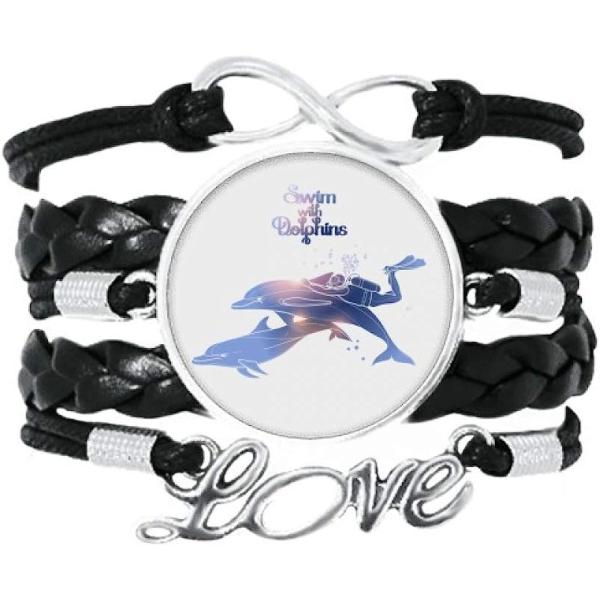 商品名DIYthinker Swim with Dolphins Illustrate Bracelet Love Accessory Twisted Leather Knitting Rope Wristband Giftブランド：DIY...