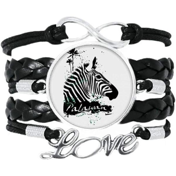 商品名DIYthinker Palawan Tropical Style Pinto Animal Bracelet Love Accessory Twisted Leather Knitting Rope Wristband Giftブラ...