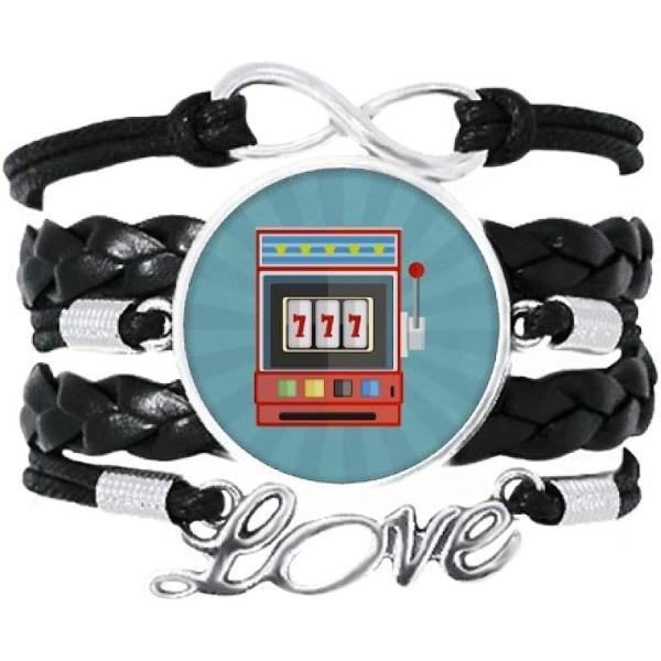 商品名DIYthinker One Arm Bandit Illustration Pattern Bracelet Love Accessory Twisted Leather Knitting Rope Wristband Giftブラ...