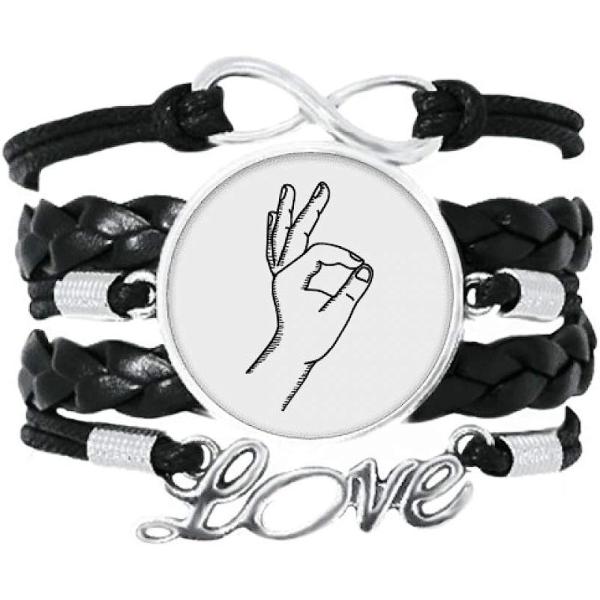 商品名DIYthinker OK Gesture Line Drawing Pattern Bracelet Love Accessory Twisted Leather Knitting Rope Wristband Giftブランド：D...
