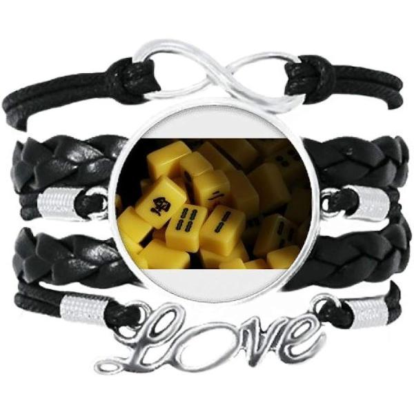 商品名DIYthinker Mahjong Gambling Photo Art Deco Gift Fashion Bracelet Love Accessory Twisted Leather Knitting Rope Wristba...