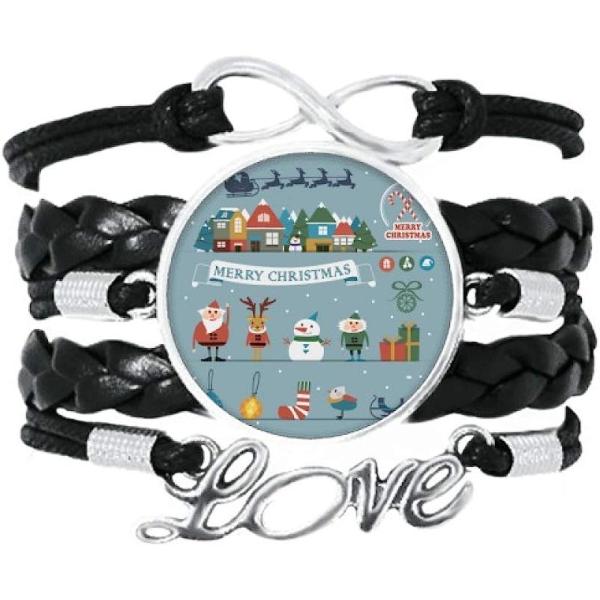 商品名DIYthinker Christmas Snowman Festival Santa Claus Bracelet Love Accessory Twisted Leather Knitting Rope Wristband Gif...