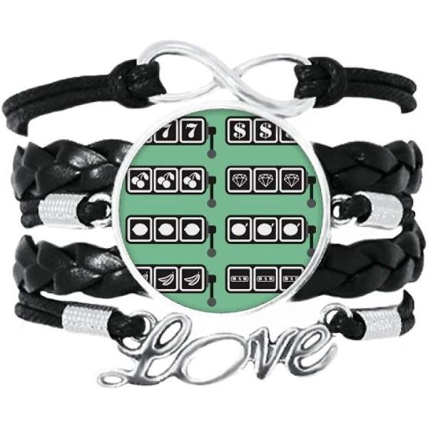 商品名DIYthinker Slot Machine Winning Pattern Illustration Bracelet Love Accessory Twisted Leather Knitting Rope Wristband ...
