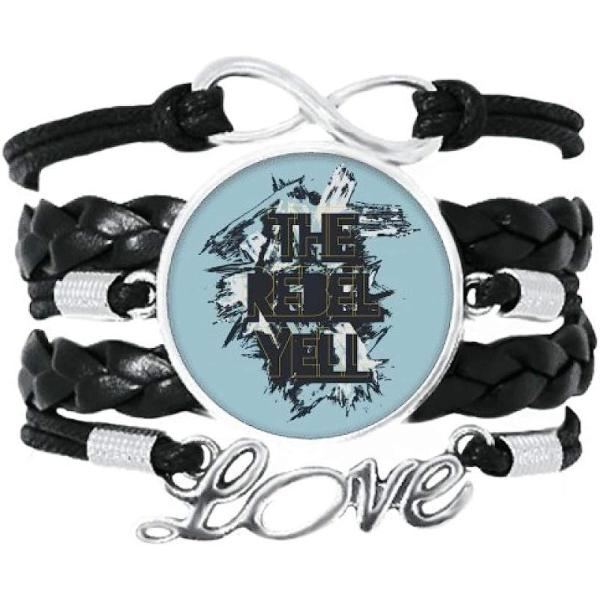 商品名DIYthinker Graffiti Street The Rebel Yell Pattern Bracelet Love Accessory Twisted Leather Knitting Rope Wristband Gif...