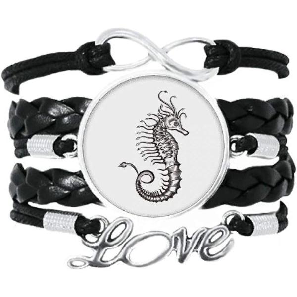 商品名DIYthinker Hippocampus Marine Life Illustration Bracelet Love Accessory Twisted Leather Knitting Rope Wristband Giftブ...