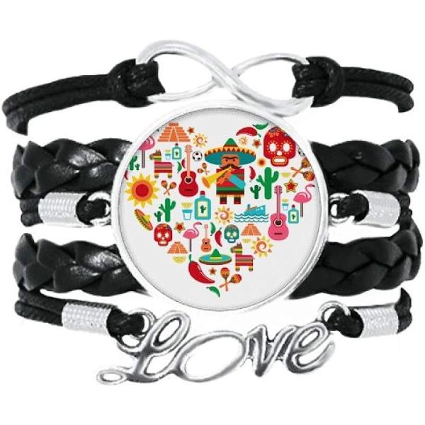 商品名DIYthinker ソンブレロ シュガースカル メキシコ フラミンゴ ブレスレット ラブアクセサリー ツイストレザー ニットロープ リストバンド ギフトDIYthinker Sombrero Suger Skull Mexico M...