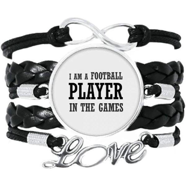 商品名DIYthinker I Am A Football Player in The Games Bracelet Love Accessory Twisted Leather Knitting Rope Wristband Giftブラ...